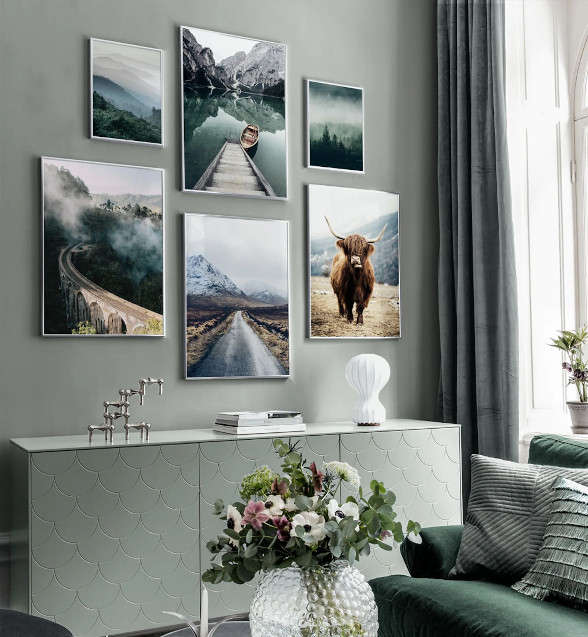 Gallery Wall in Tones of Green Nature Poster | Poster Store US