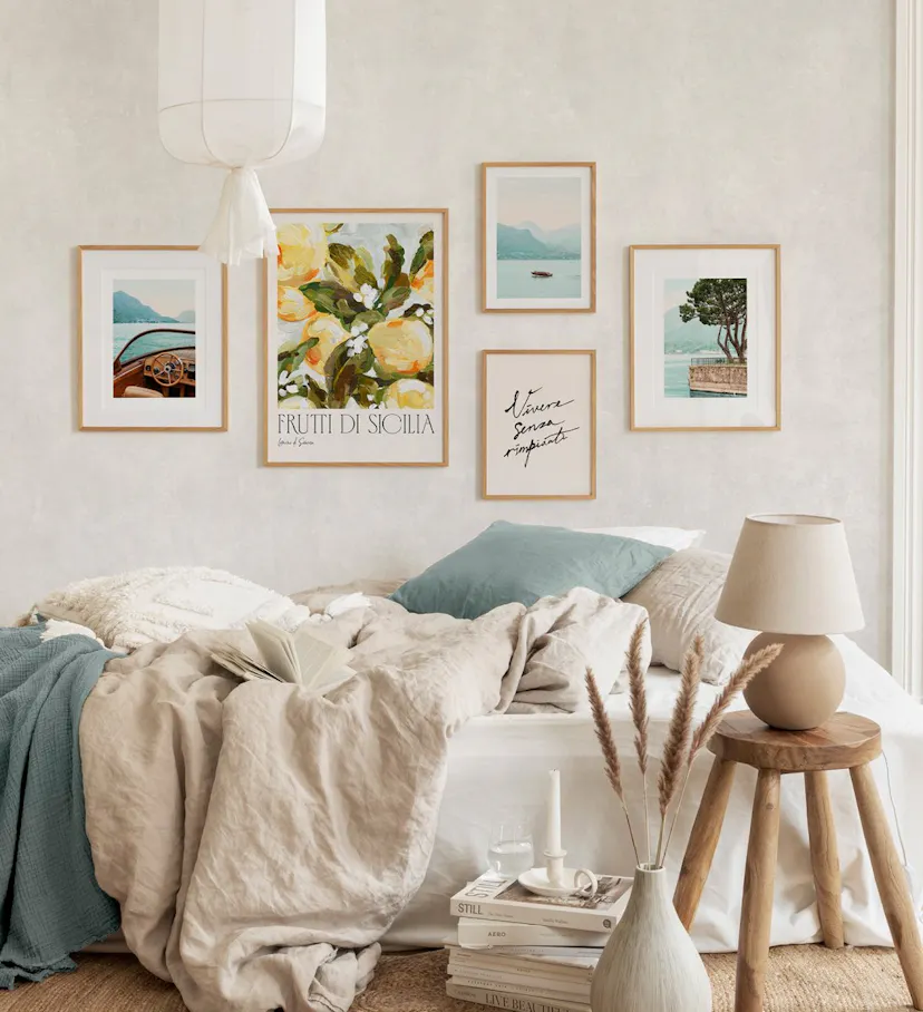 Lake Como & Lemons Mediterranean Gallery Wall Poster | Poster Store US
