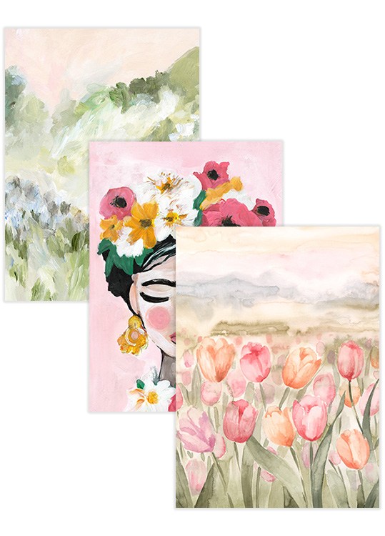 Pastel Trio Poster Pack with Watercolor Abstract Art | Poster Store US