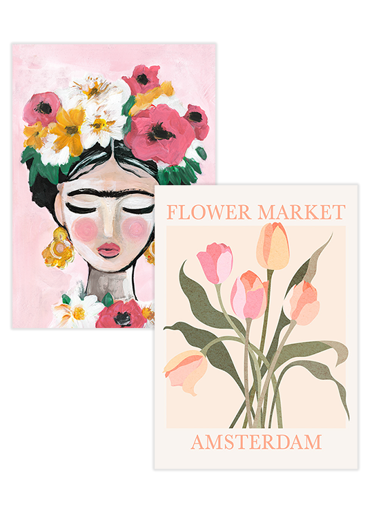 Flower Duo Poster Pack with Floral Wall Art | Poster Store NZ