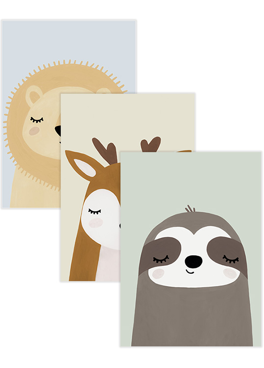 Cute Animal Poster pack – Nursery wall art | Poster Store AU