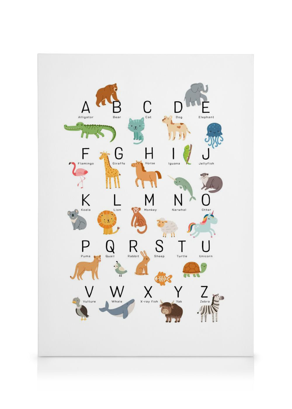 Toile Alphabet Animal alphabet animaux enfants | Poster Store FR