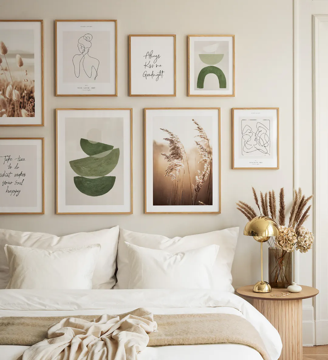 Green Shapes gallery wall neutral wall art | Poster Store US