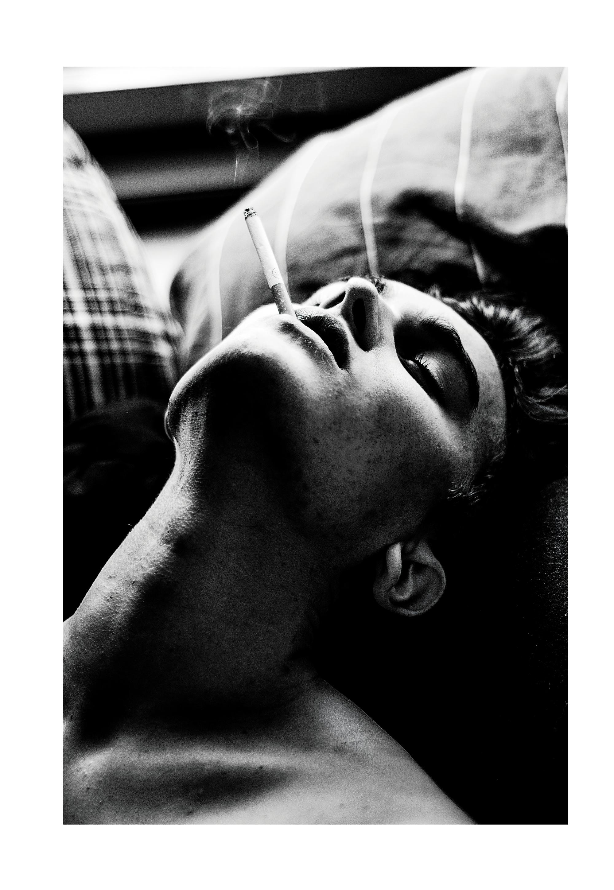 Smoking Poster | Smoke Poster Black-and-White Person Lying Down ...