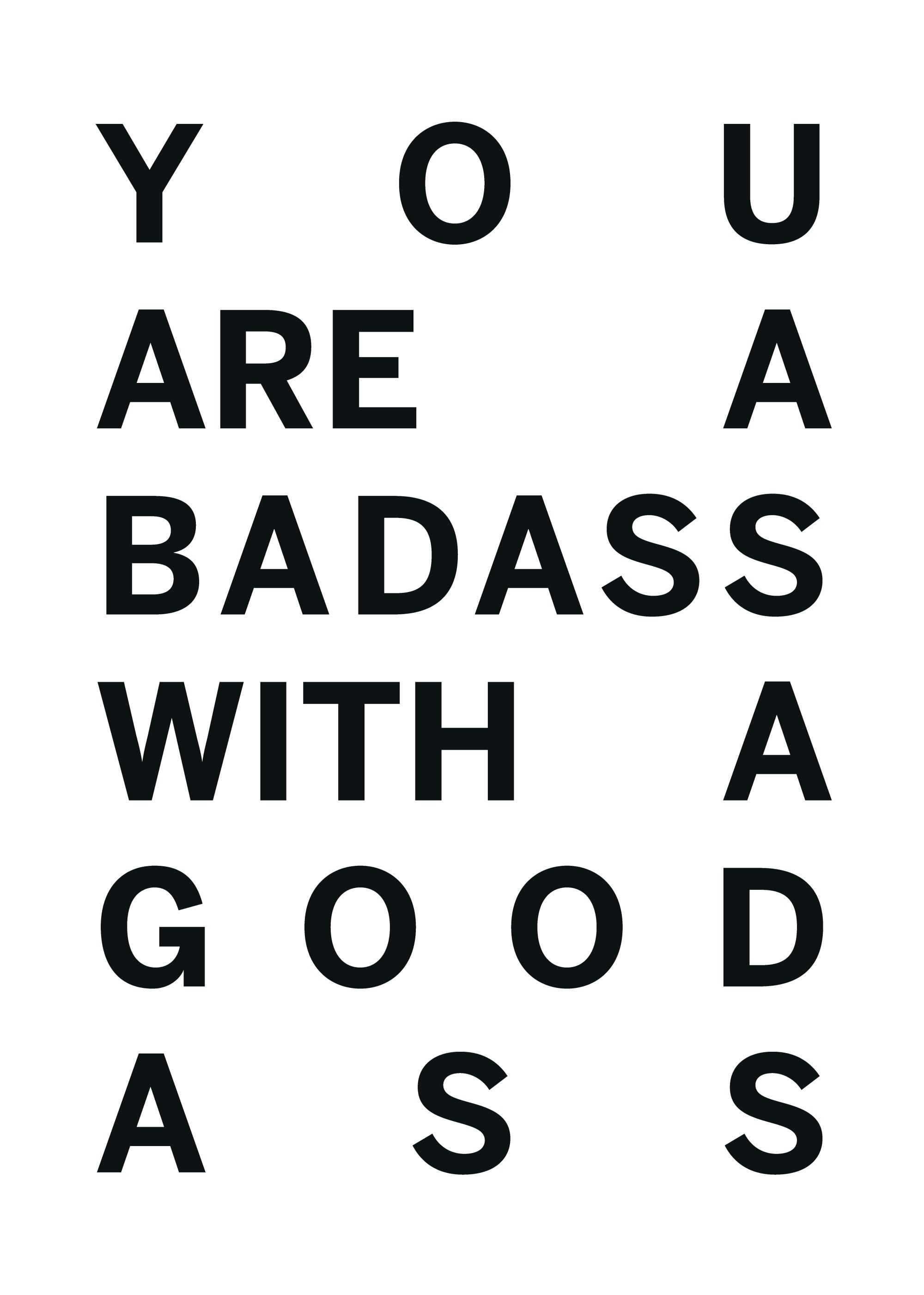 Badass med schysst rumpa textposter | Poster Store SE