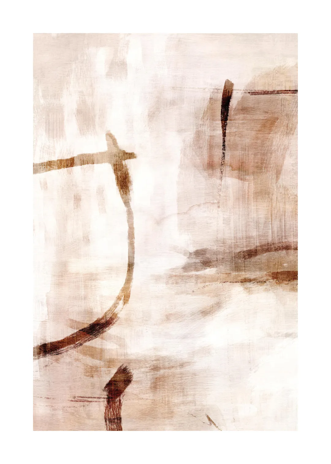 Beige Abstract Poster | Textured Beige Abstract Art with Black and ...