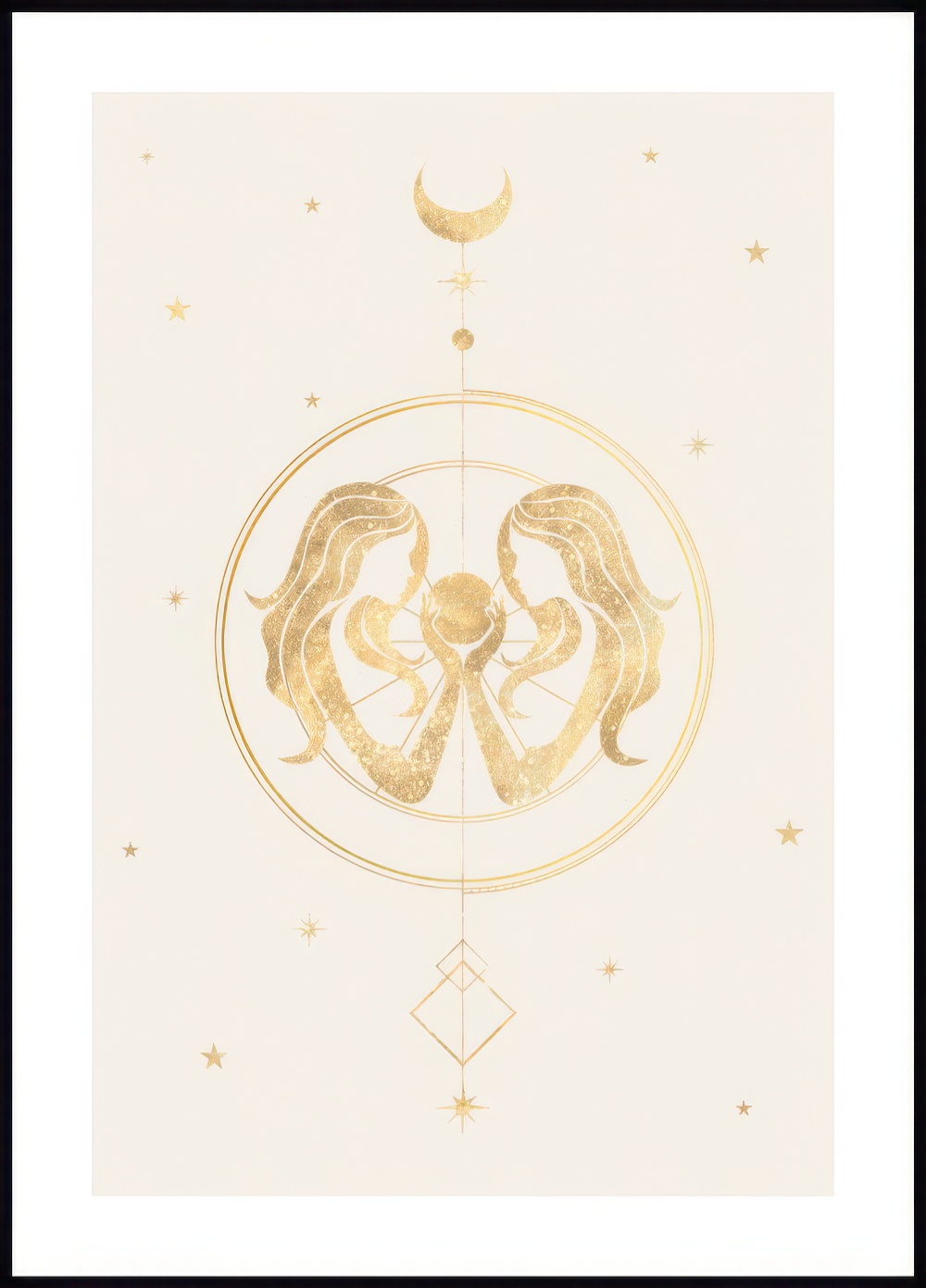 Tweelingen Poster | Symmetrische Gouden Figuren Kunstwerk | Poster ...