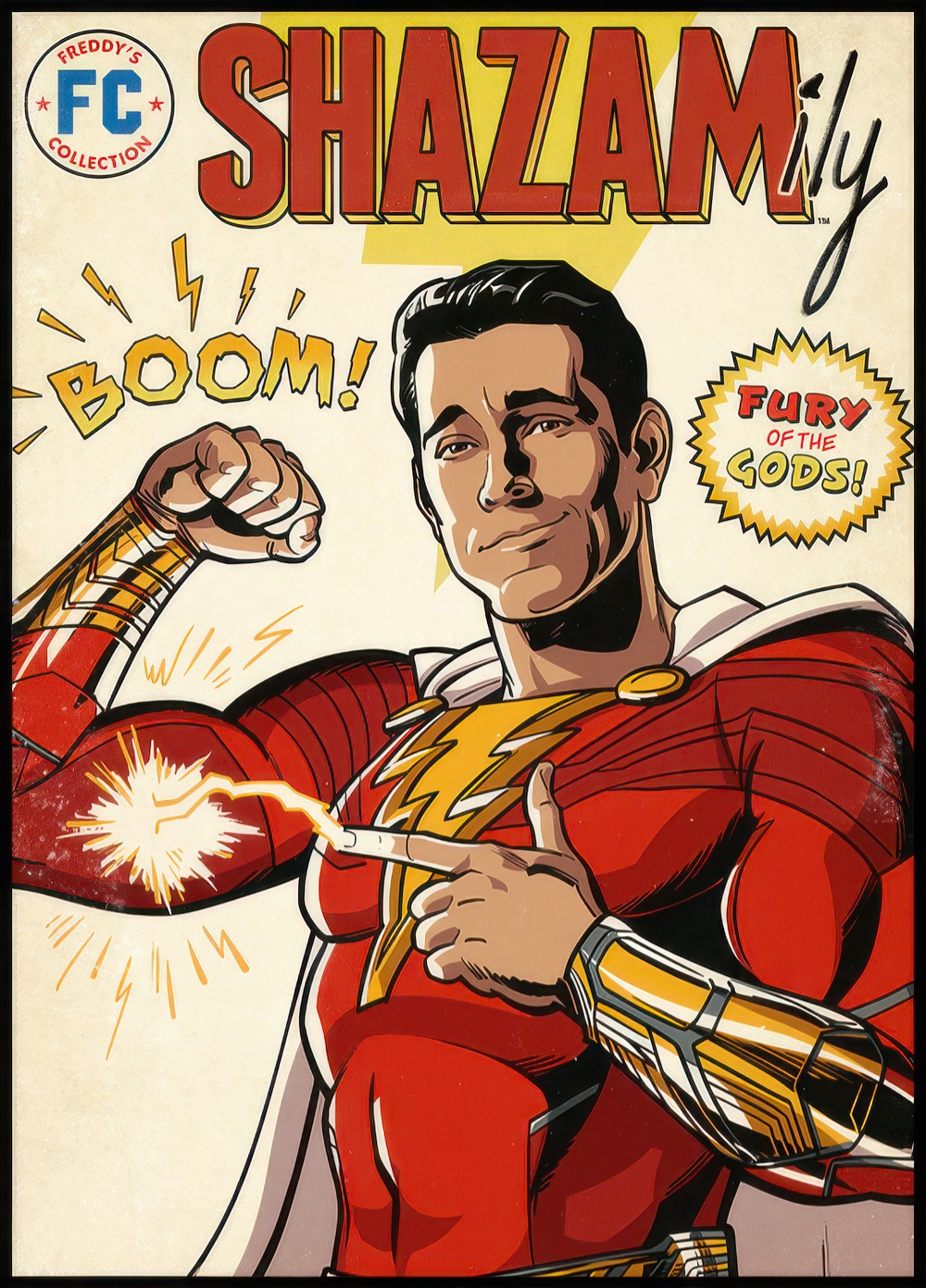 Shazam™ Vintage Poster | Classic Superhero Flexing Art Print | Poster ...