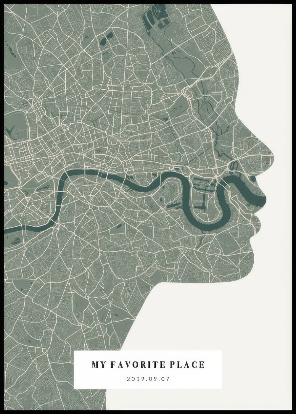 Silhouette Map Moss Poster with Street Layout Map Art | Poster Store US