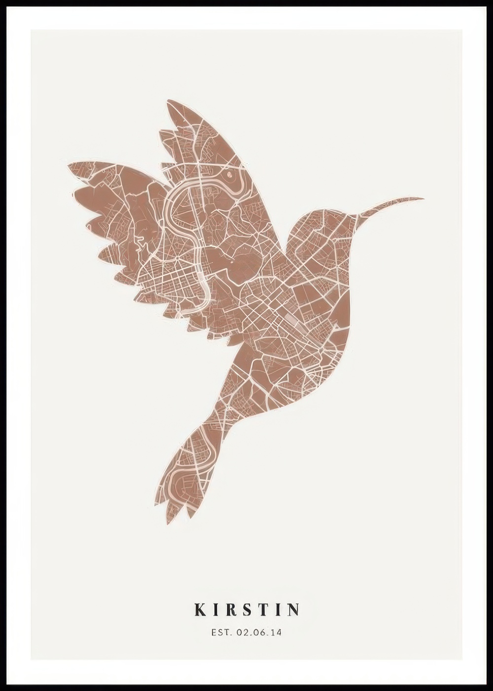 Carte Oiseau Rose Rouillé Affiche Carte Personnalisée | Poster Store FR