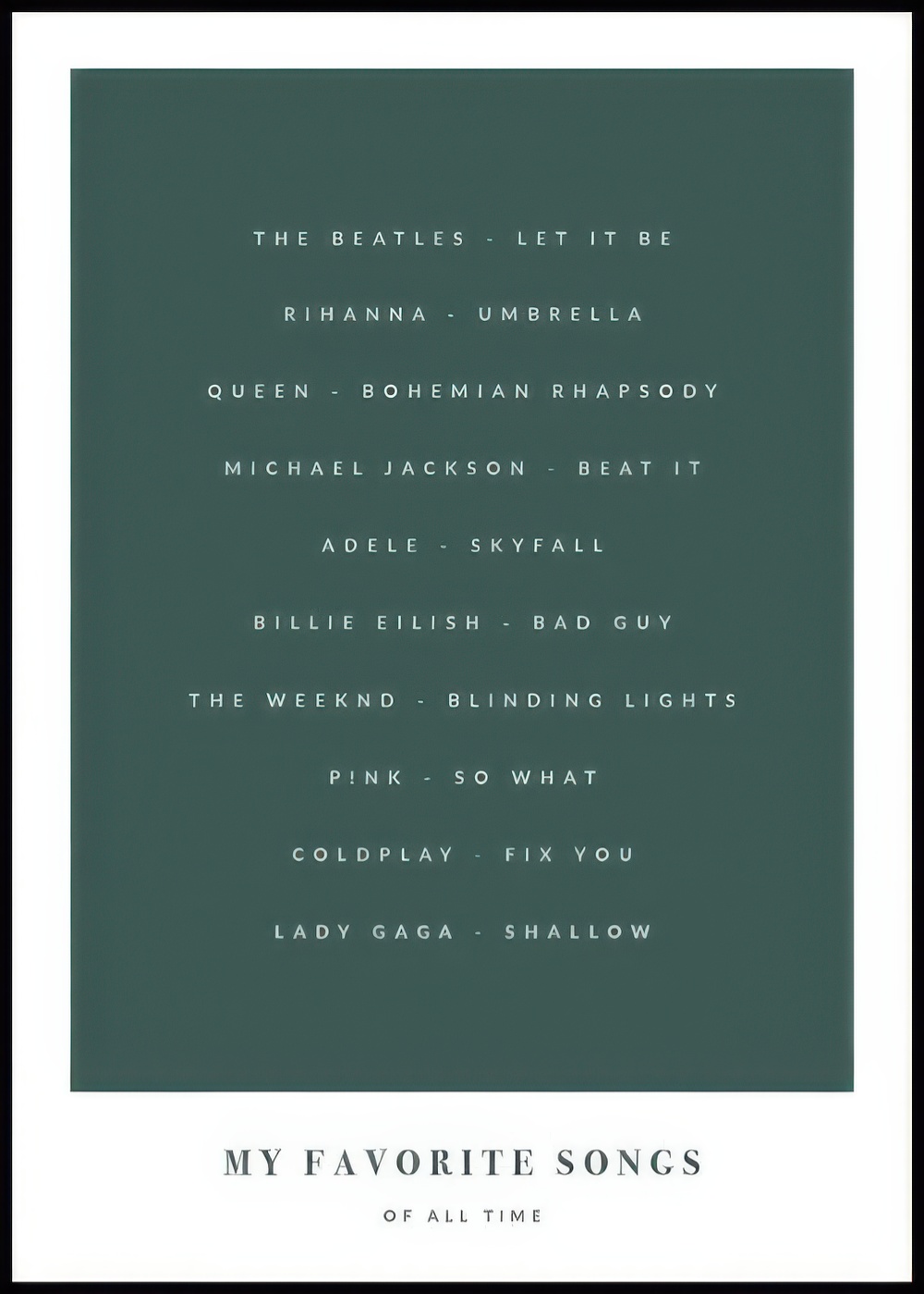 My Favorite Songs Green muziekposter | Poster Store NL