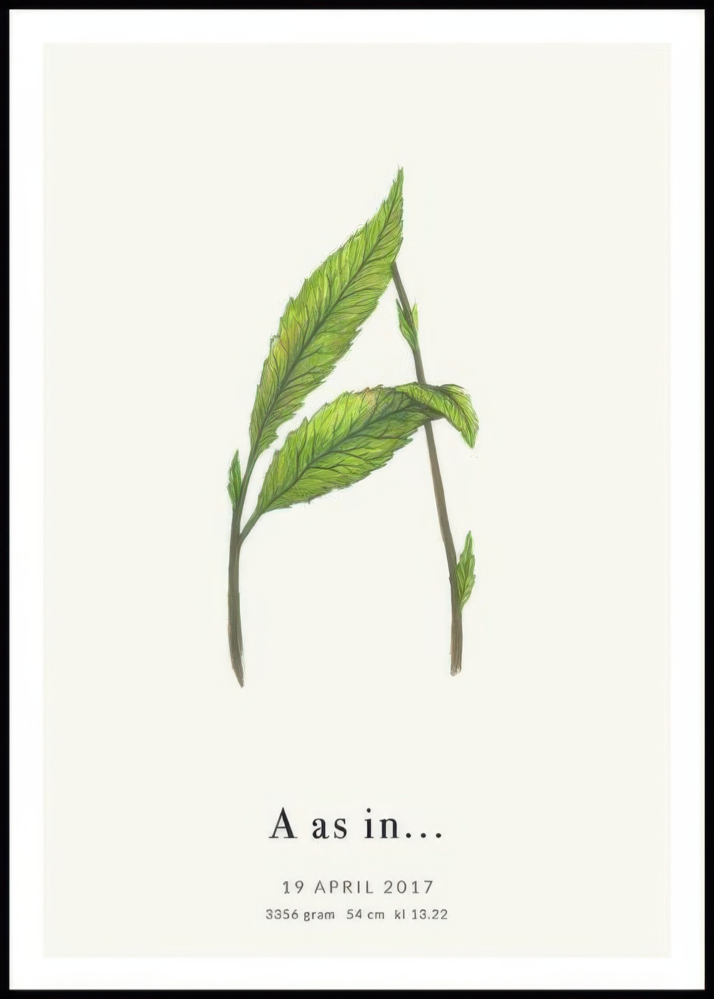 Botanic Letter A Personal Poster Alphabet Nursery Art | Poster Store CA