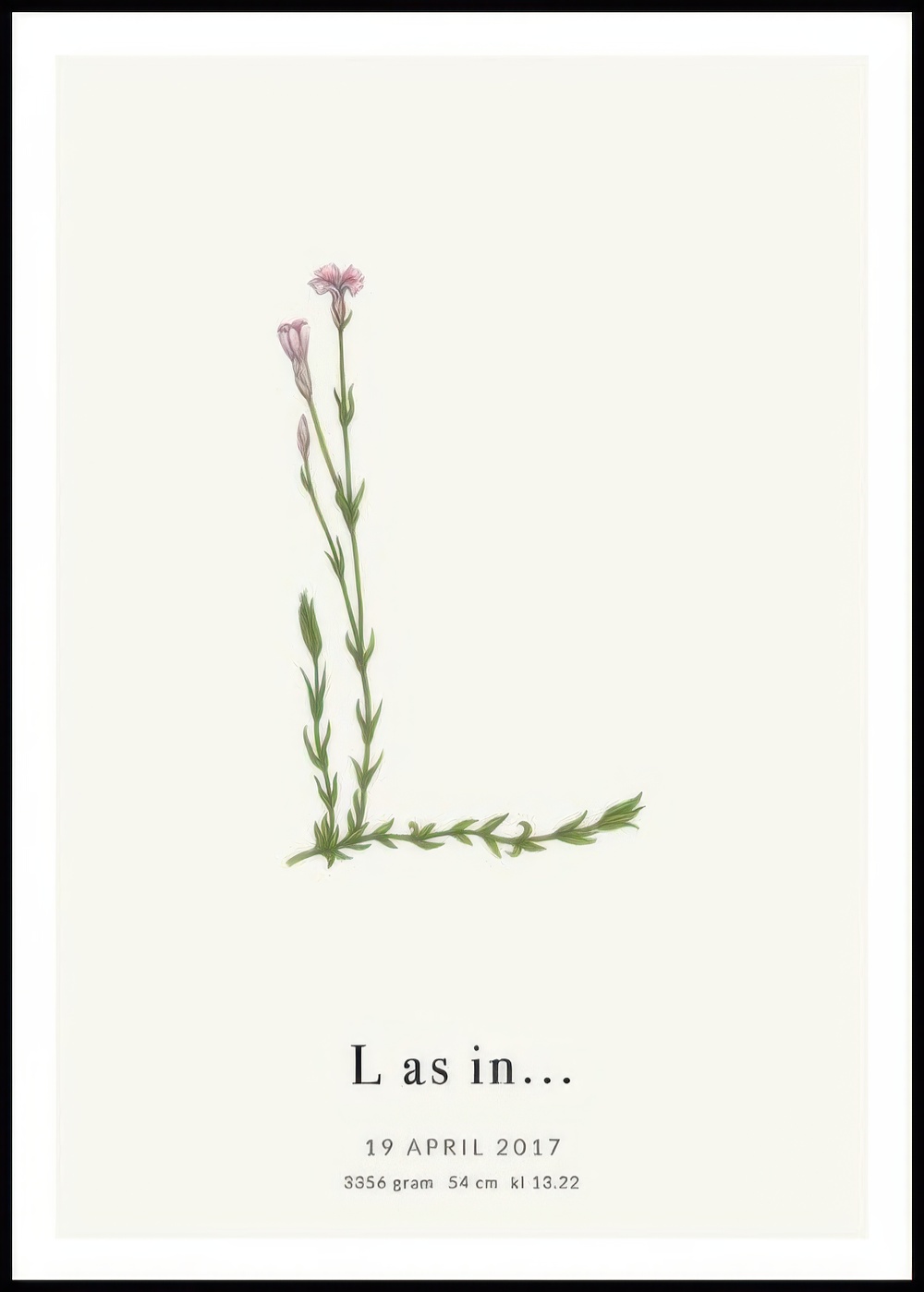 Botanisk Bokstav L Personlig Poster med blommig illustration | Poster ...