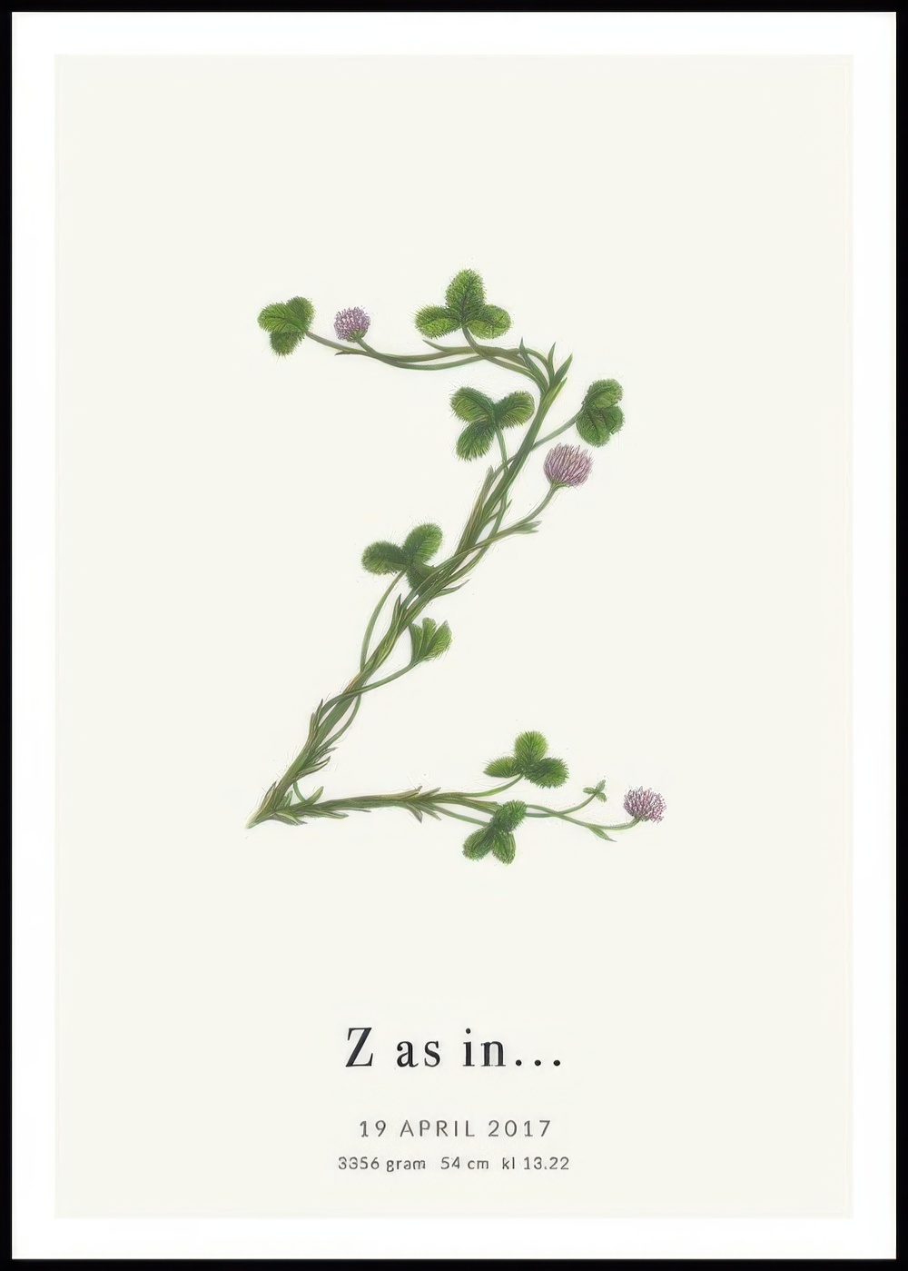 Botanic Letter Z Personal Poster with Greenery | Poster Store UK