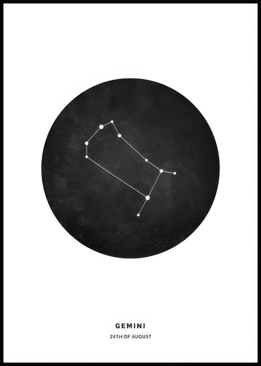 Star Sign Black Gemini sterrenbeeld poster | Poster Store BE