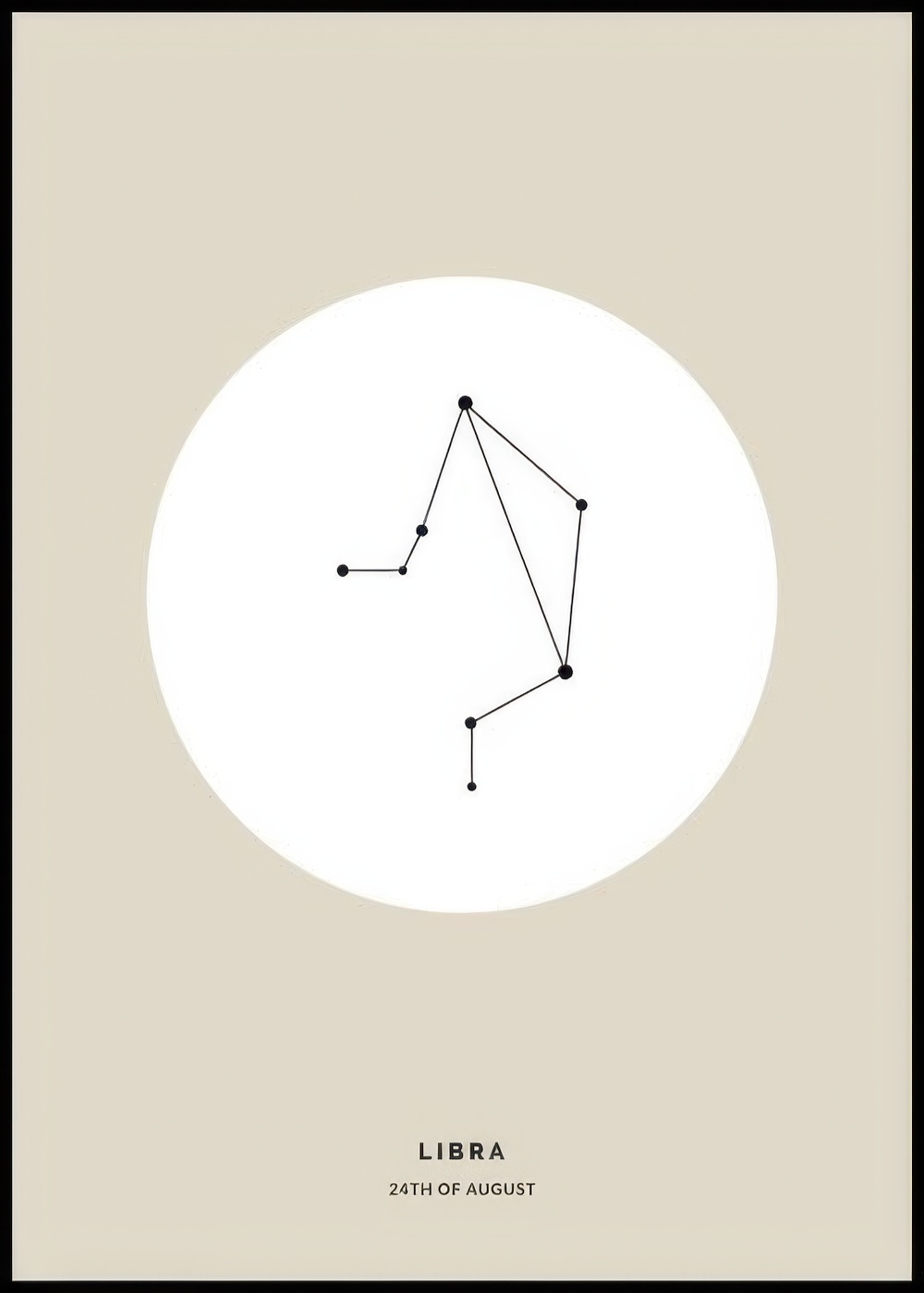 Signo Libra en beige zodiaco minimalista | Poster Store US