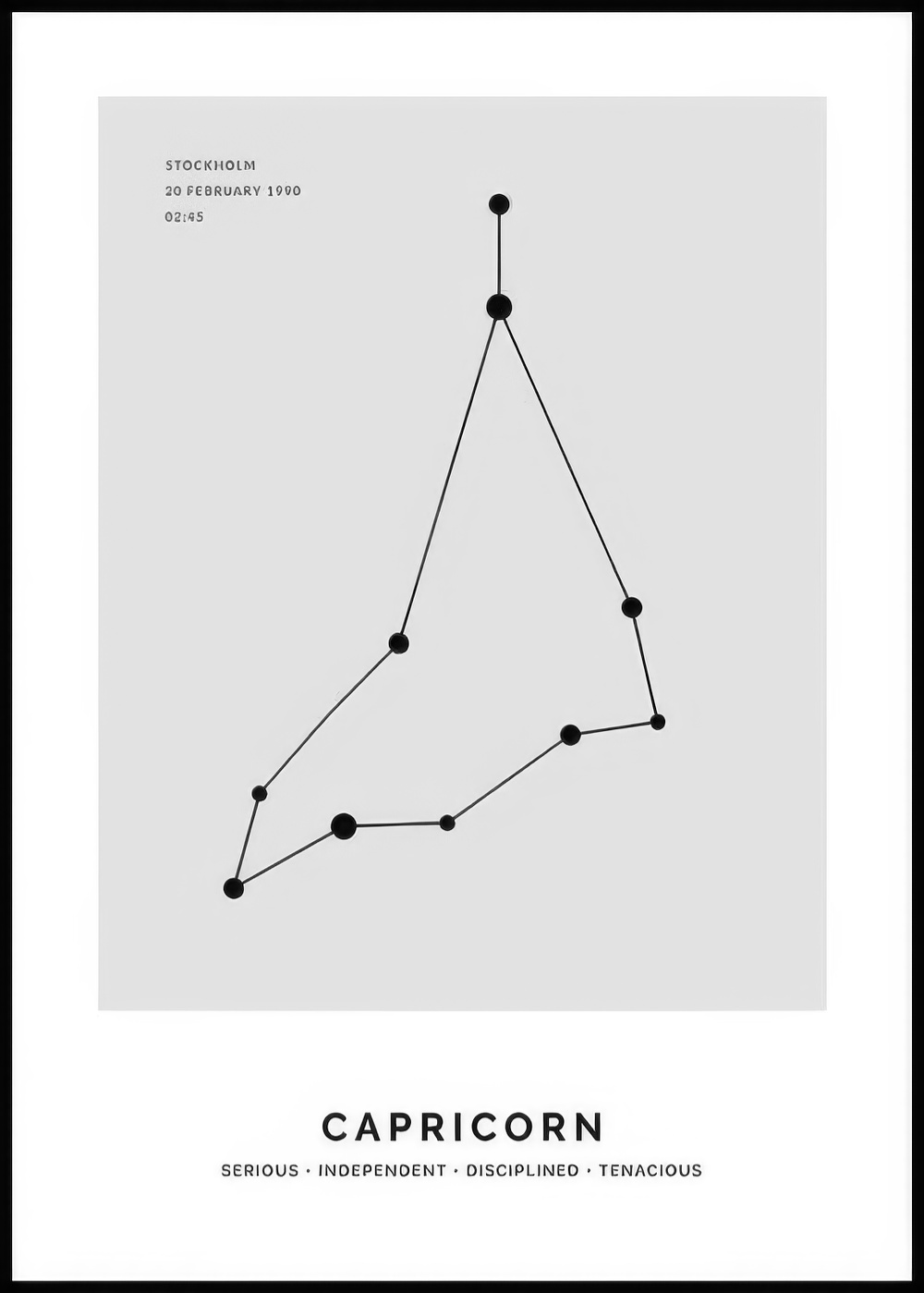 Constellation Grey Capricorn Minimalist Poster | Poster Store UK