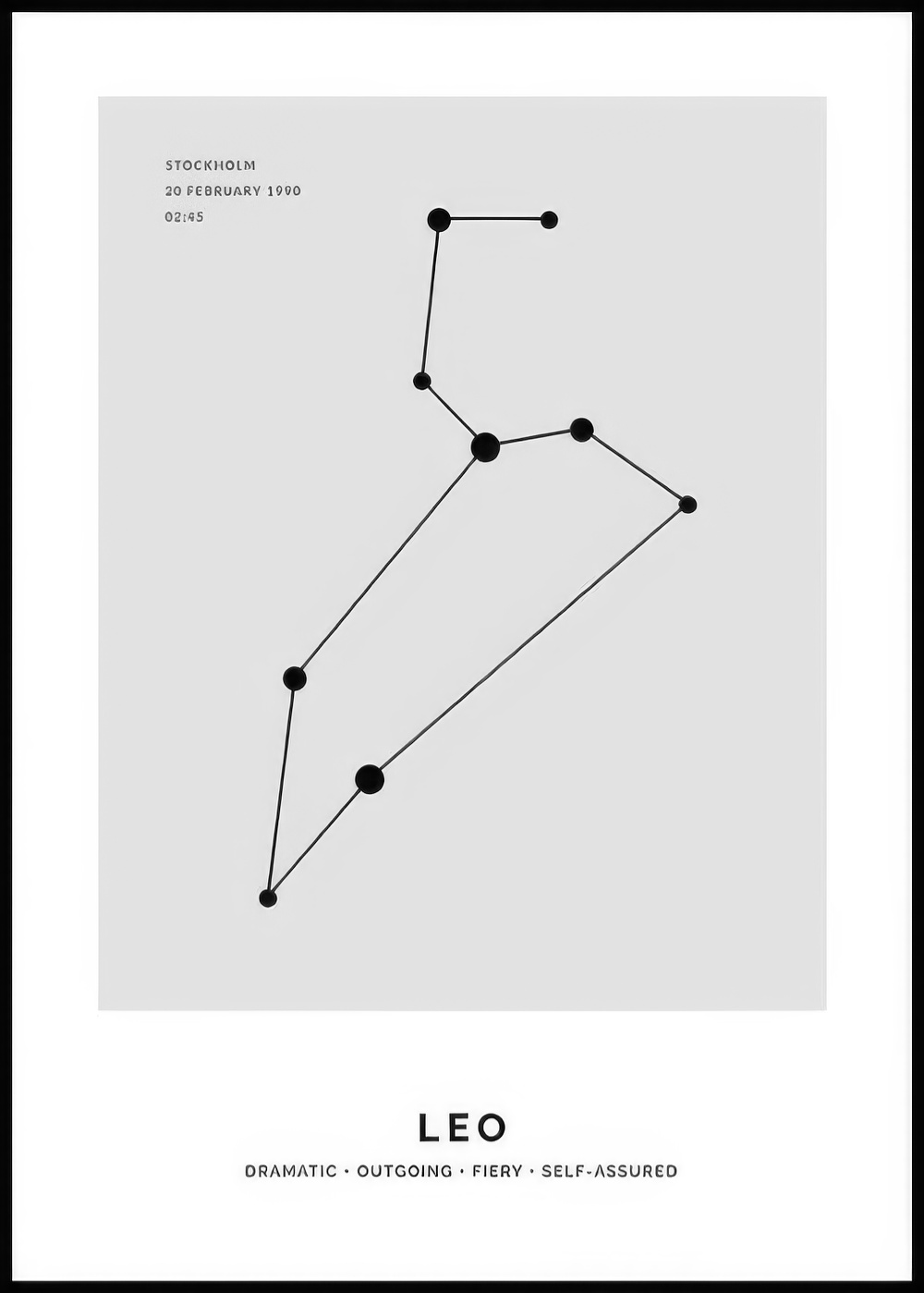 Constellation Grey Leo Poster with Minimalist Art | Poster Store UK