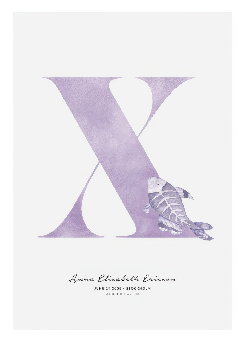 Barn Bokstav X Personlig Poster med barntavla | Poster Store SE