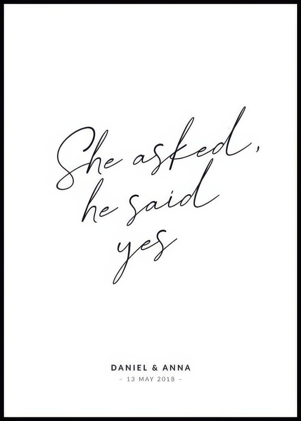 Elle a Demandé, Il a Dit Oui affiche typographie | Poster Store FR