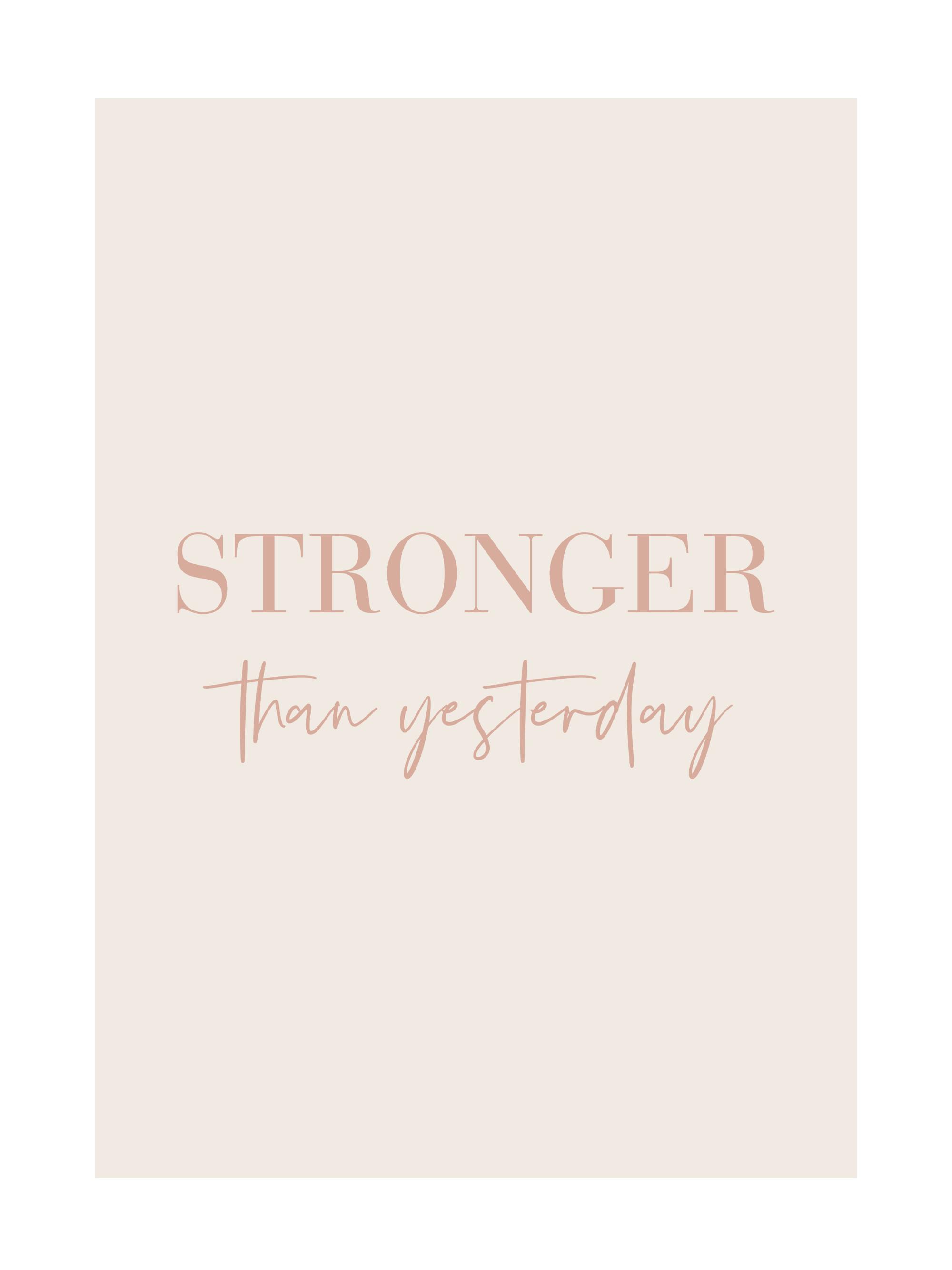 Stronger Than Yesterday Motivational Quote Poster | Poster Store US