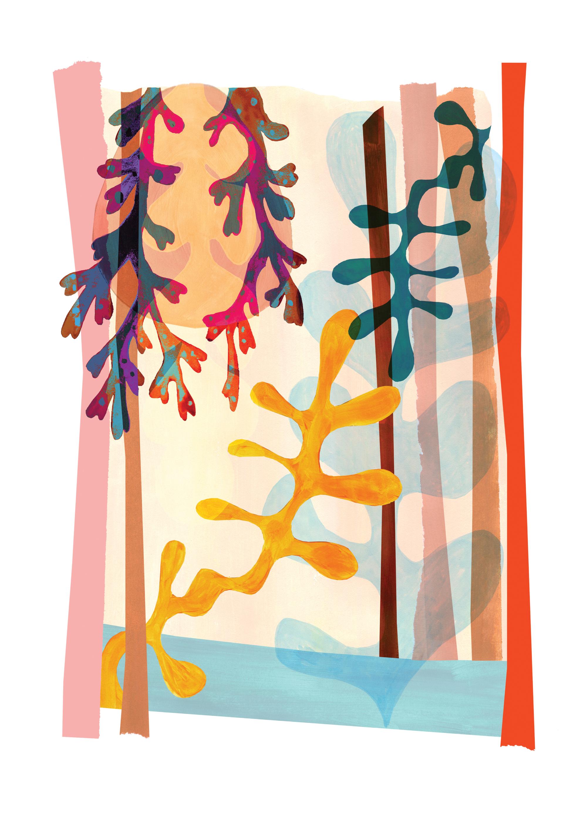 Abstract Seaweed Shapes Poster with Colorful Art | Poster Store NZ