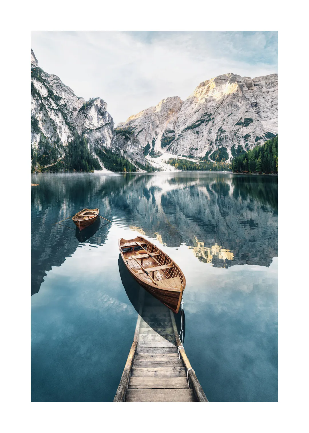 Canoes in the Lake Poster with Serene Lake View | Poster Store UK