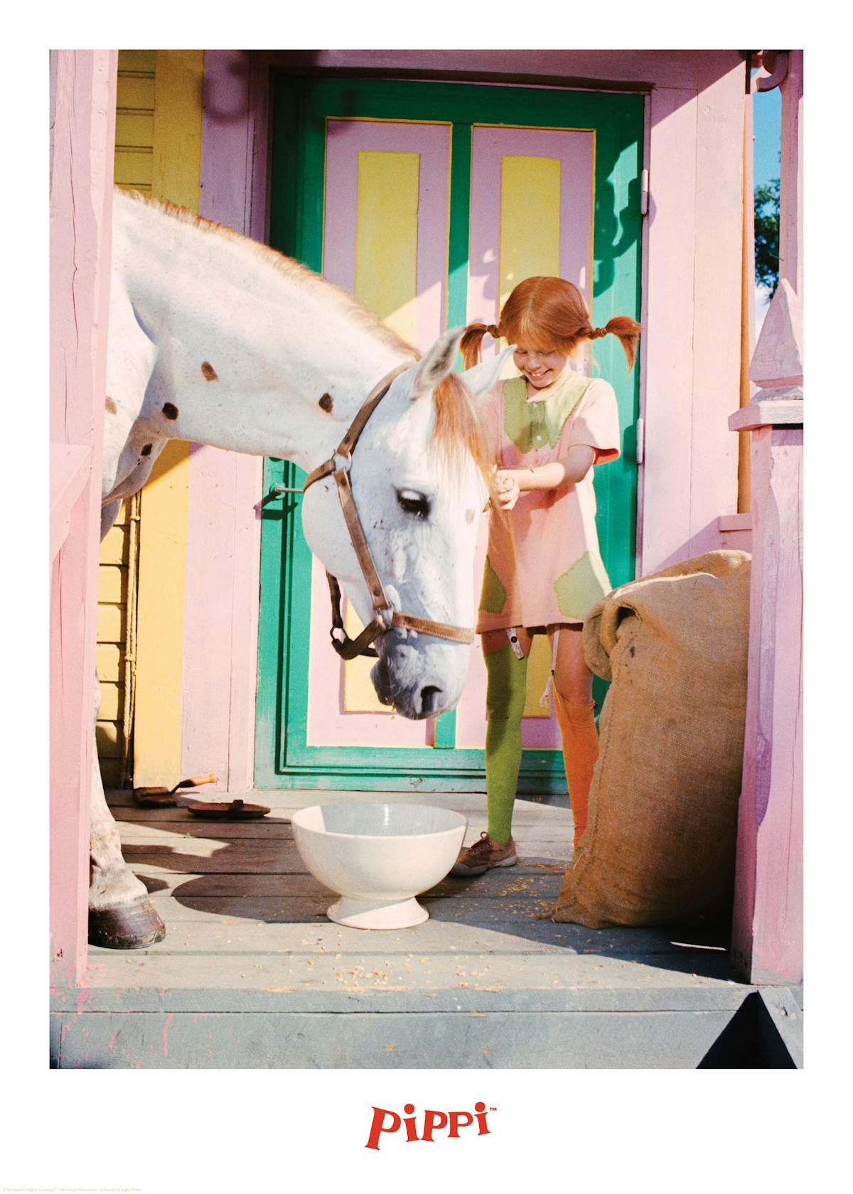 Pippi Långstrump på hästen nostalgisk fotoposter | Poster Store SE