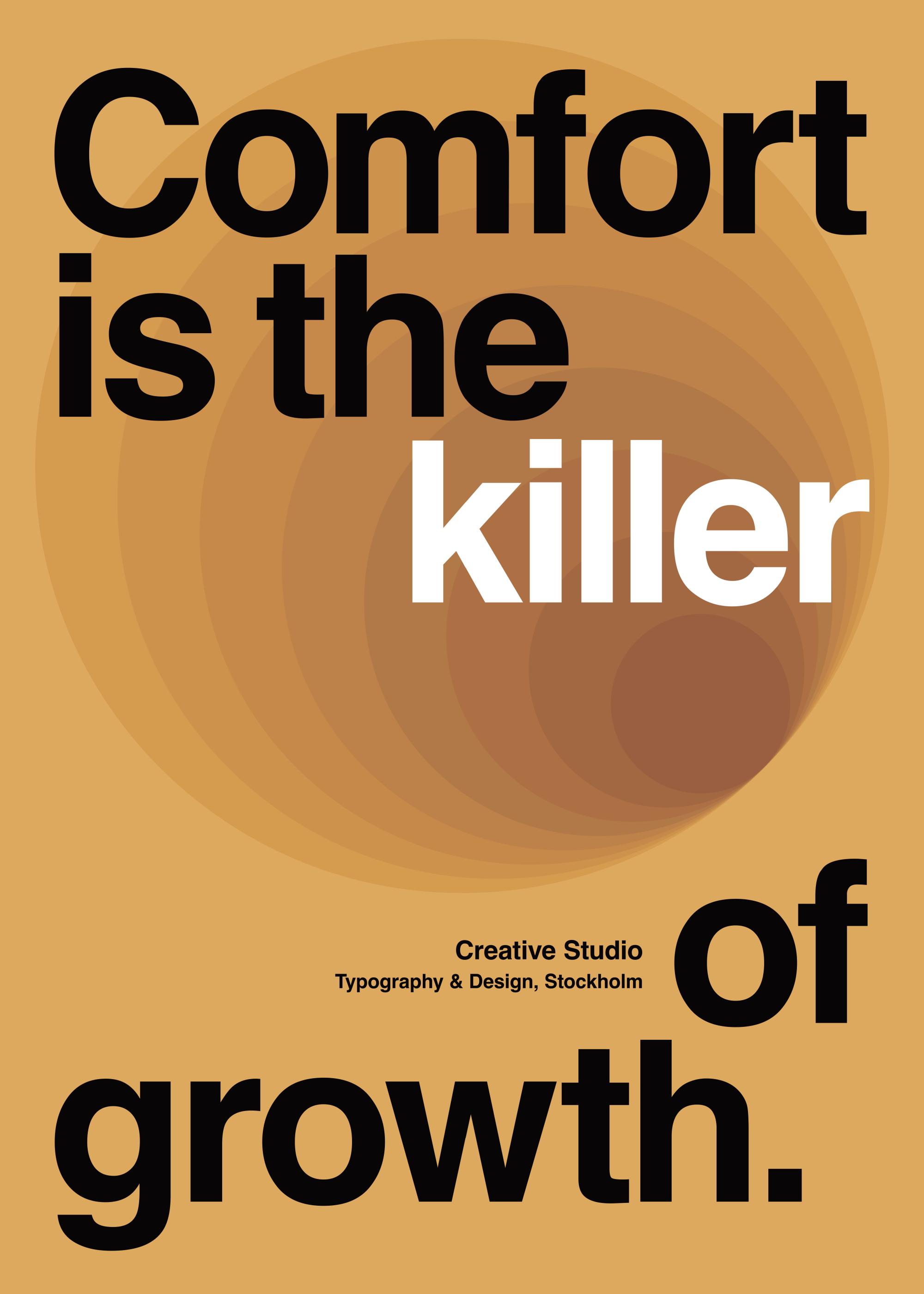 Comfort Kills Growth typografisk poster | Poster Store SE