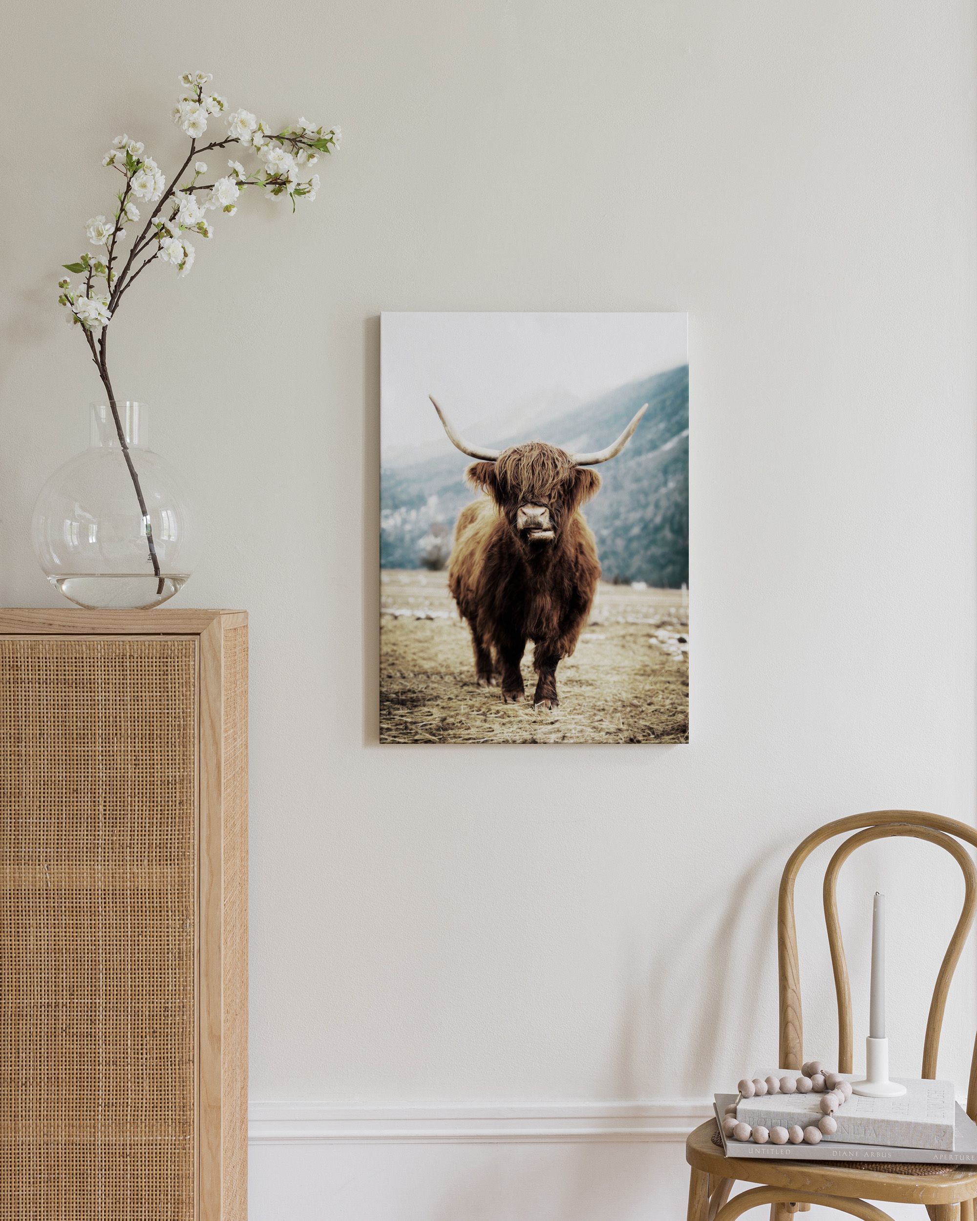 Highland Cow Rustic Landscape Canvas | Poster Store US