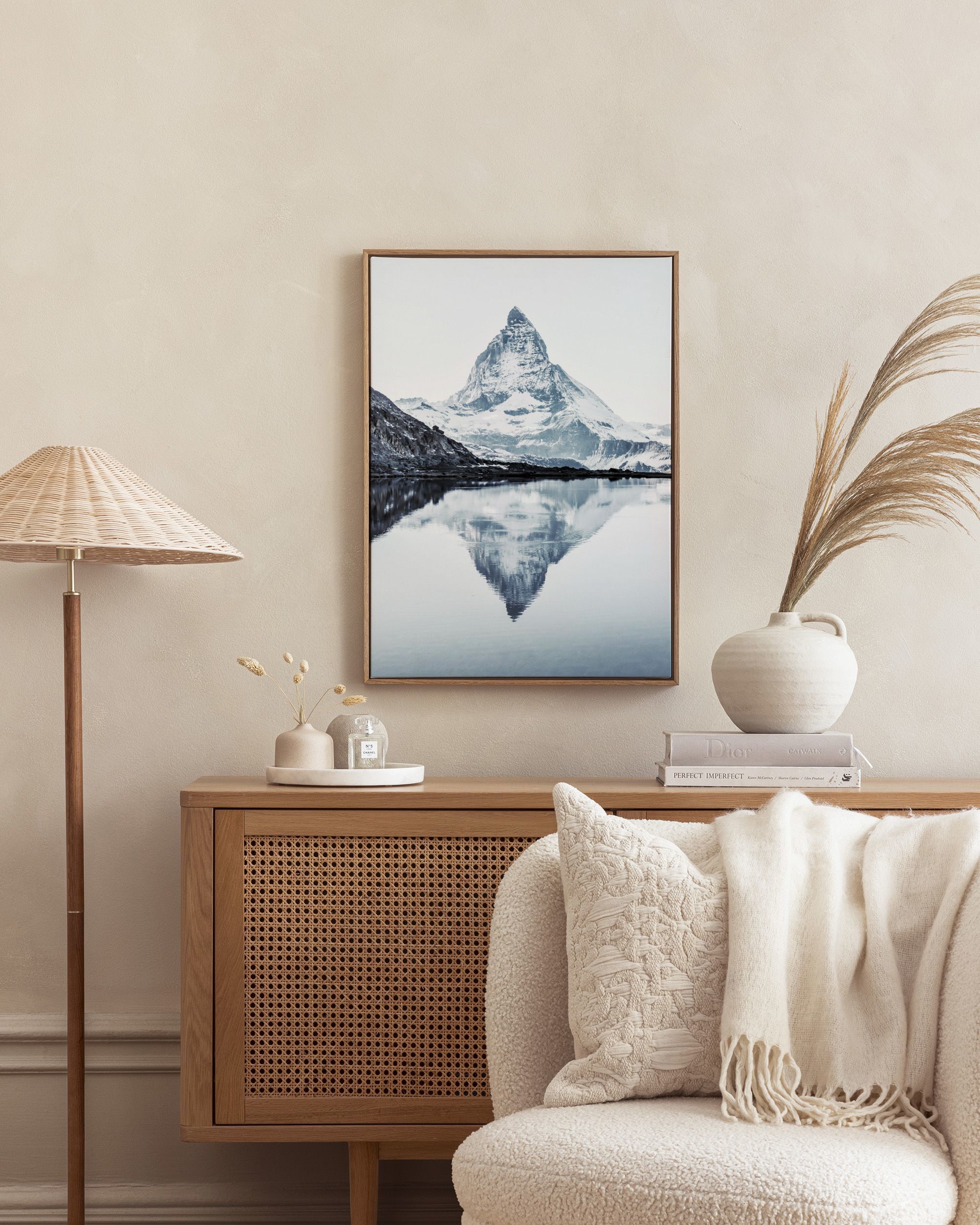 Matterhorn Mountain Reflection Wall Art - Blue Alpine Landscape Poster ...