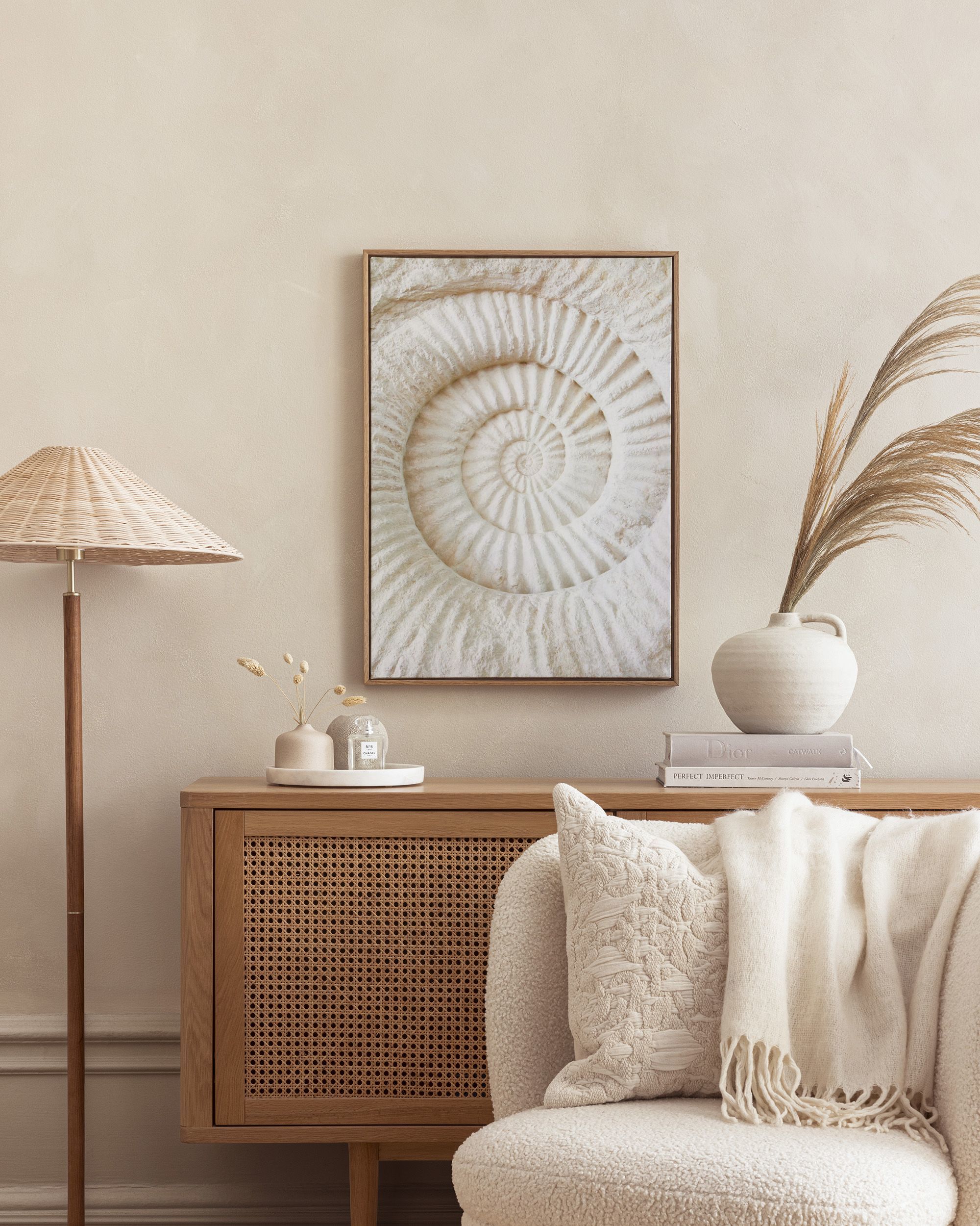 Ammonite Fossil Poster - Beige Stone Pattern Wall Art | posterstore.ch