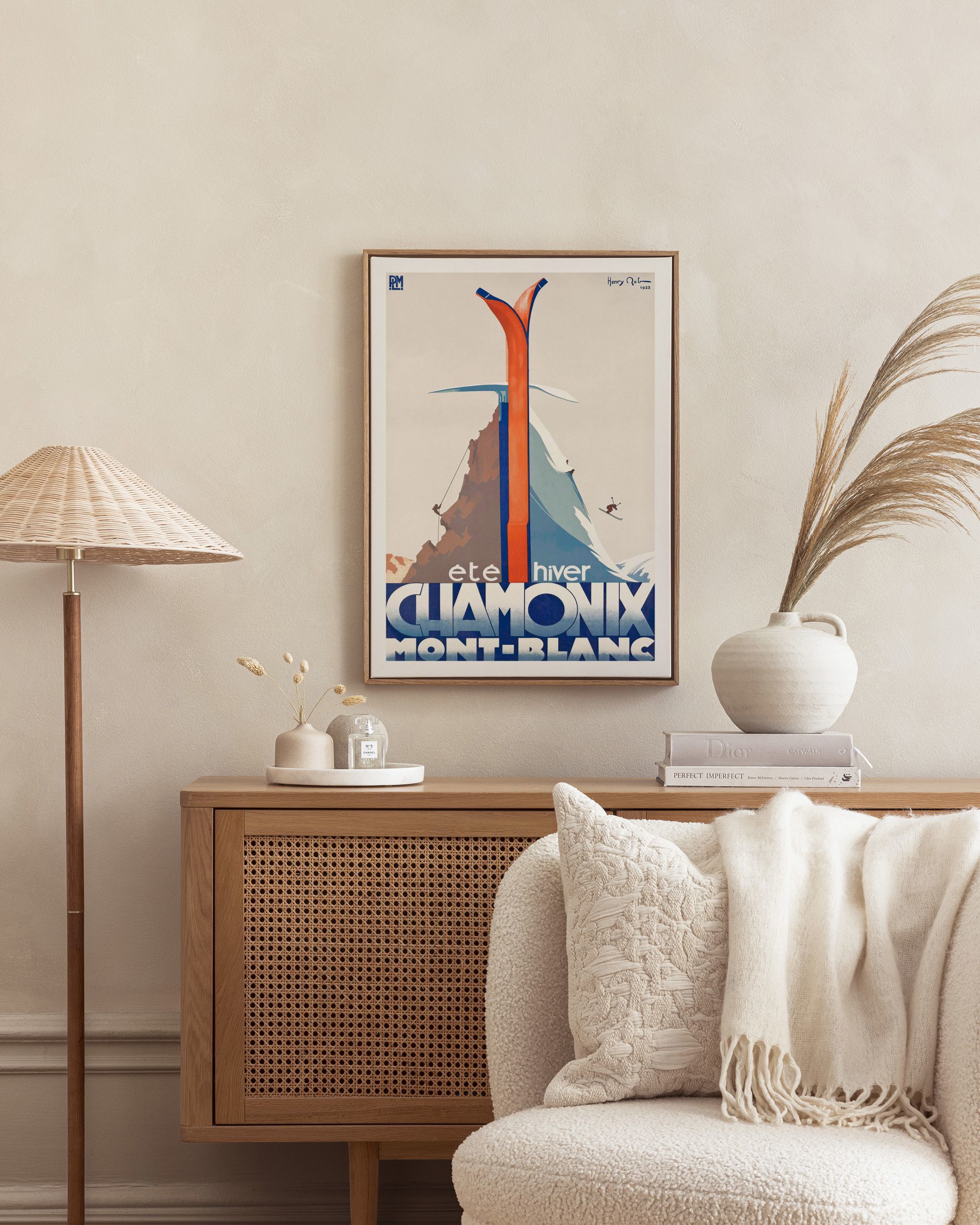 Chamonix Vintage Canvas Print Skiing Poster | Poster Store UK