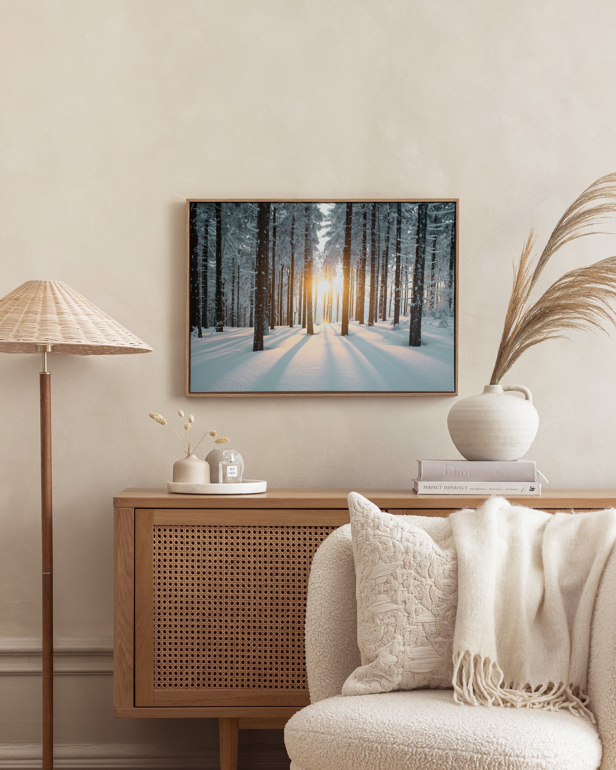Sun Beam Forest Canvas with Winter Landscape | Poster Store UK