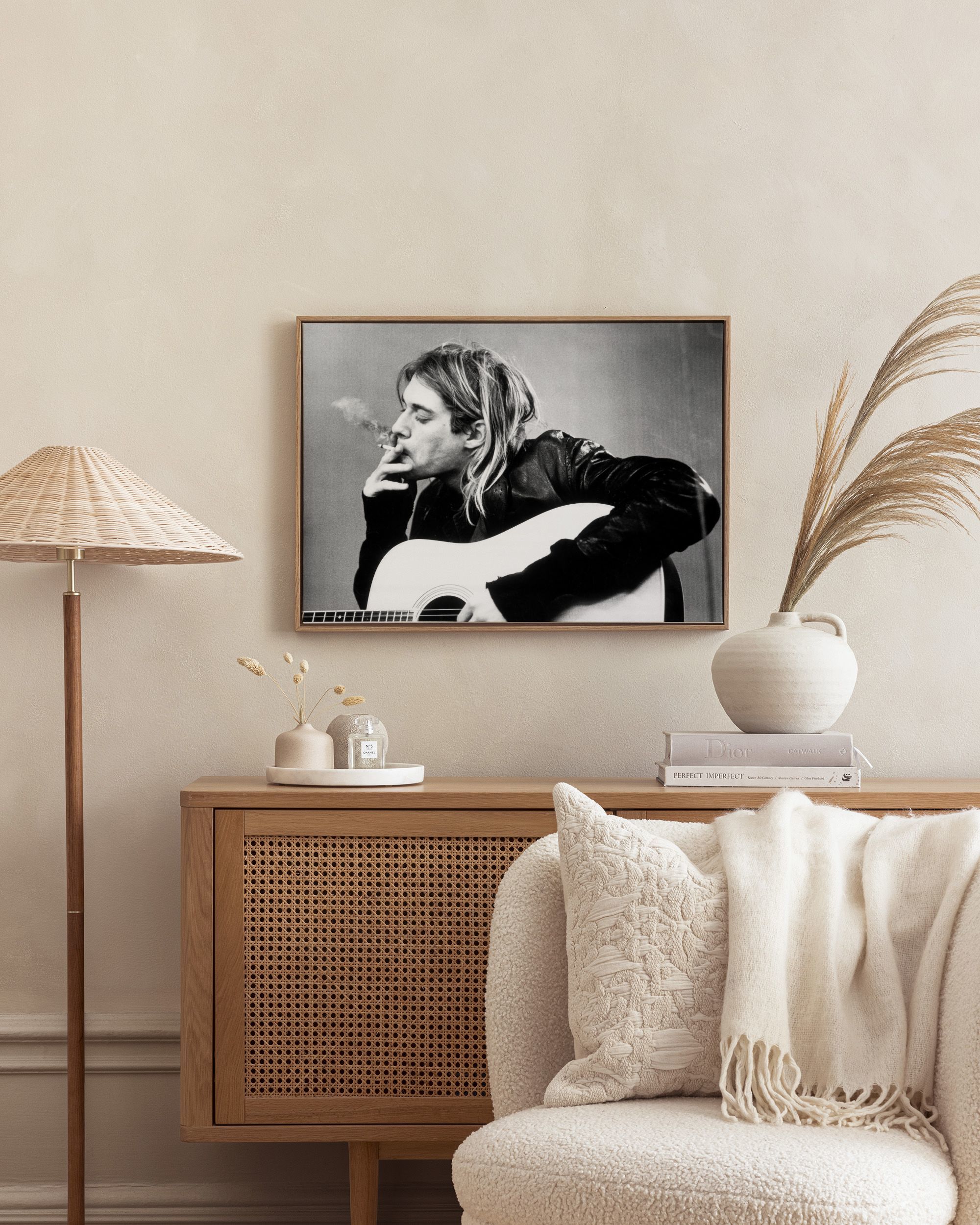 Kurt Cobain Toile Portrait Noir et Blanc | Poster Store FR