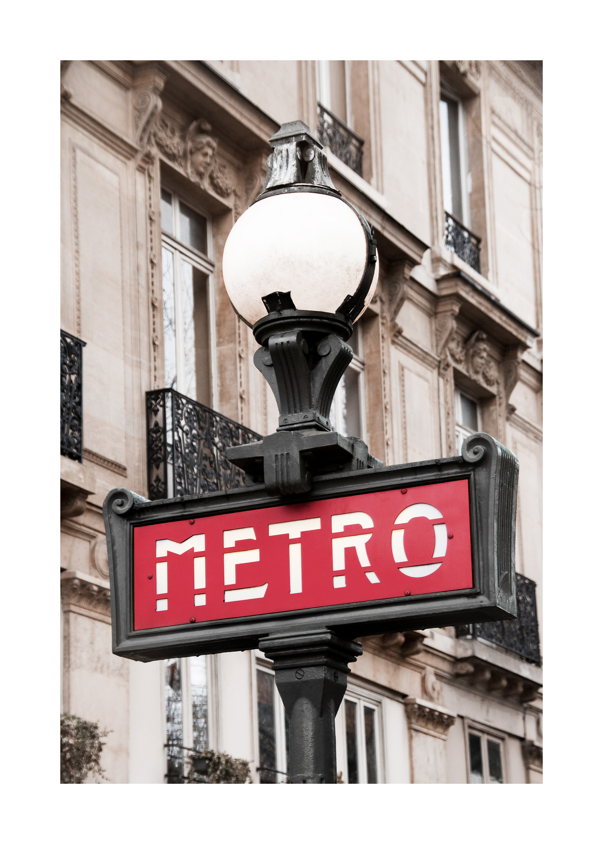 Póster Letrero Metro Rojo Vintage | Poster Store US