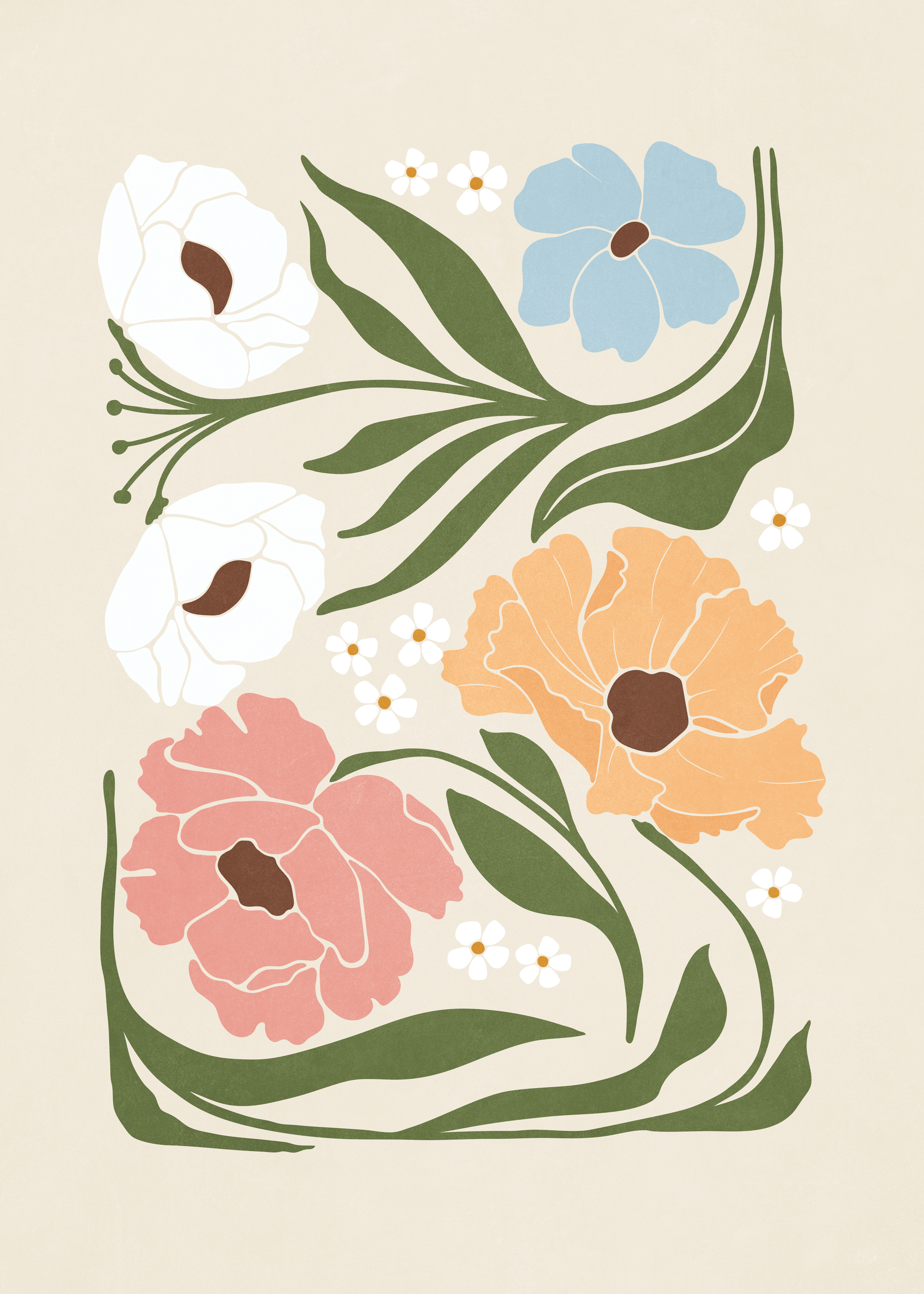Olga Telnova - Vintage Blumen Poster
